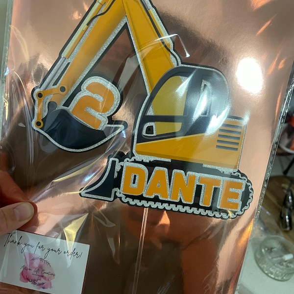 Digger/excavator Personalised Cake Topper - Etsy