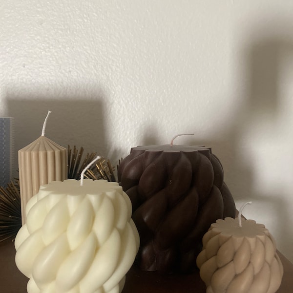 Knot Candle/ Knit Candle/ Big Interwoven Knit Pillar Candles/medium ...
