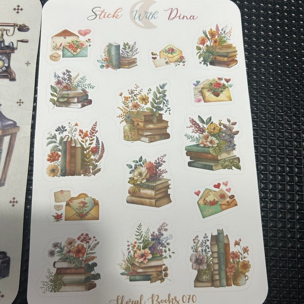 Bookworm Retro Stickers Sheet Bujo Stickers, Planner Stickers, Bullet ...