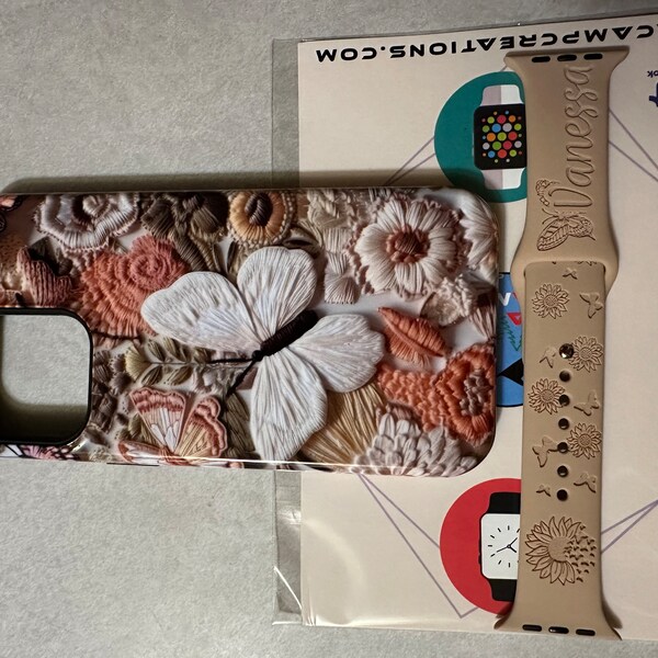 Butterfly Moth Embroidery Phone Case iPhone 15 14 13 12 Vintage Floral ...