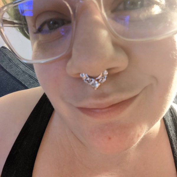 Lace Swirl Septum Clicker Ring / Daith Earring With Crystals, Rose Gold ...