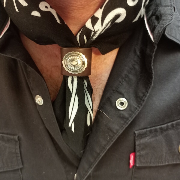 Concho Bandana. Leather Slide. Sliders. Cuff. Concho Turquoise Stone ...