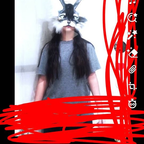 Custom White Orange Raptor Mask Fursuit Accessories Made of Fur Cosplay ...