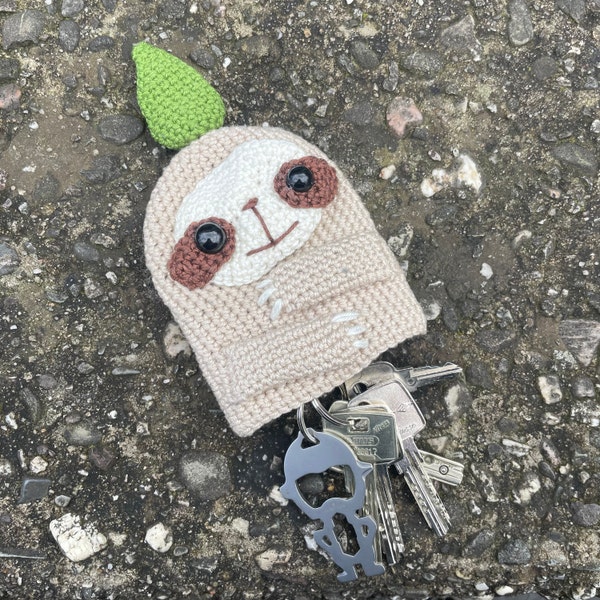 Sloth Key Cover Crochet Pattern PDF, Cozy Amigurumi Animal Key Holder ...