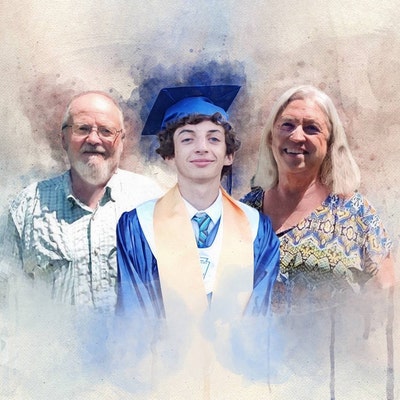 Painted Family Portrait, Loss of Father Gift for Daughter, Memorial ...