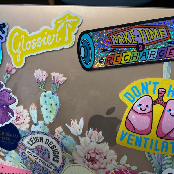 Holographic Glitter Take Time to Recharge Battery Sticker - Mental ...