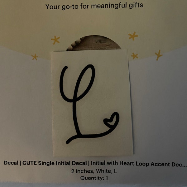 Decal | CUTE Single Initial Decal | Initial With Heart Loop Accent ...