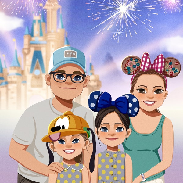 Disney Style | Custom Disney Portrait, Digital Download, Cartoon Style ...