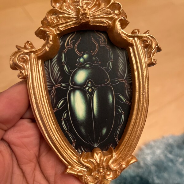 Oddity Art Victorian Goth Emerald Beetles and Bugs Framed Painting ...