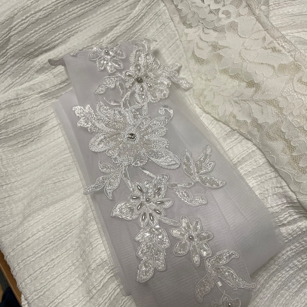 Ivory Beaded Lace Sash Belt, Ivory Wedding Sash, Ivory Lace Sash ...