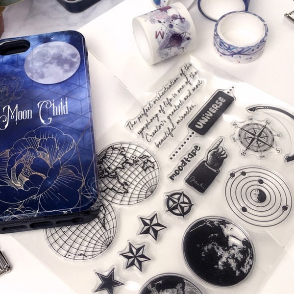 Globe Stamp, Compass Clear Transparent Stamp, World Map Rubber Stamp ...