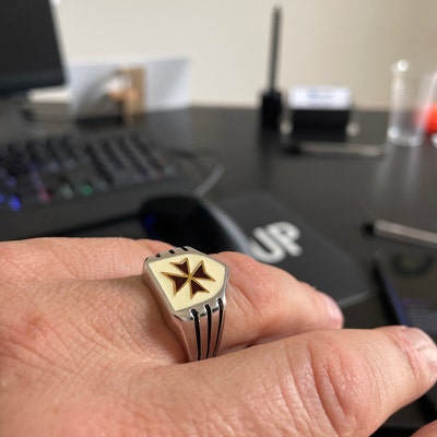 Knights Templar Ring Signet Ring Crusader Jewelry Gift in Hoc Signo ...