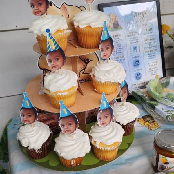 Face Cupcake Topper, Custom Baby Face Cupcake Topper, First Birthday ...