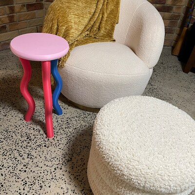 Colorful Wavy Side Table Fun Blue Postmodern Maximalist Wavy Memphis ...