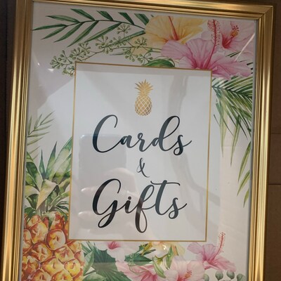 Tropical Gifts Table Sign Printable Hawaiian Aloha Luau Gifts and Cards ...