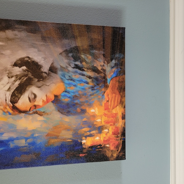 Jewish Art, Jewish Painting on Canvas, Shabbat Candle Lighting, Jewish ...