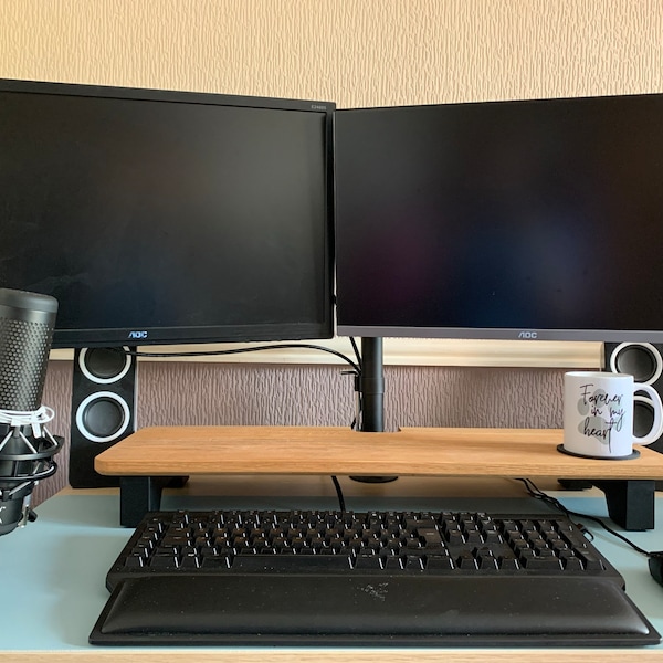 Solid Oak Monitor Stand Custom Size / Shelf / Raiser/ Home Office/ Imac ...