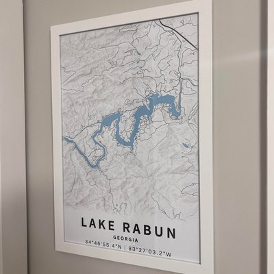 Custom Lake Map Print, Lake House Art Digital Download Lake Poster Wall ...