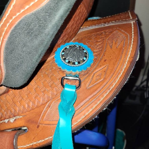 Silver Feathers Round Rope Edge Concho Turquoise Black Gold - Etsy