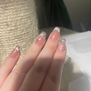 Green Viper Press on Nails Long Almond/3d Chrome Nails/metallic Silver ...