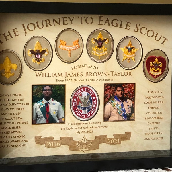 Journey to Eagle Plaque, 11x14 Wood Plaque, Eagle Scout Patches ...