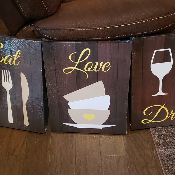 Eat Drink Love Kitchen Wall Art, Eat Drink Love Prints or Canvas ...