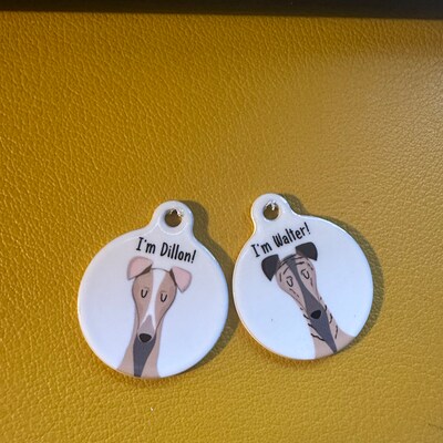 Greyhound Dog ID Tag for Greyhound Collar, Illustrated Dog Tags for ...