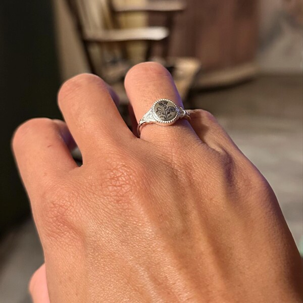 Personalized Birth Flower Ring, 12 Birth Month Flower Jewelry, Custom ...