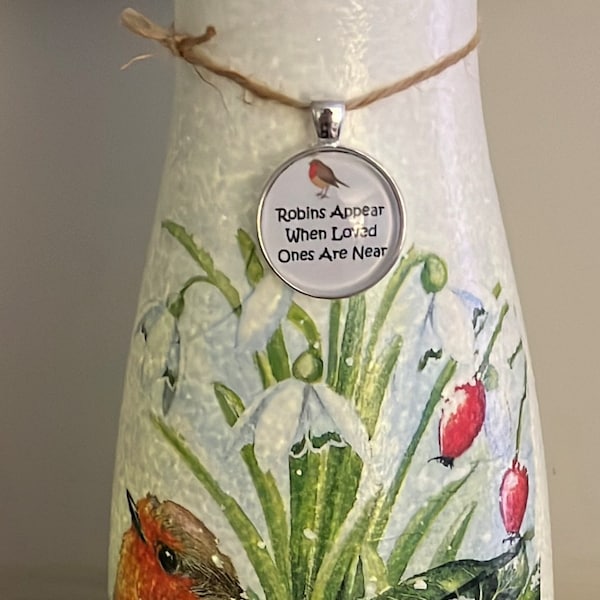 Light up Robin Vase, With Charm - Decouoage, Vase, Gifts, Xmas Gifts ...
