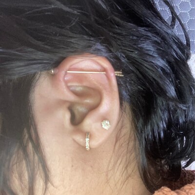 14k Solid Yellow Gold Industrial Arrow Barbell..14g.32mm..35mm..38mm - Etsy