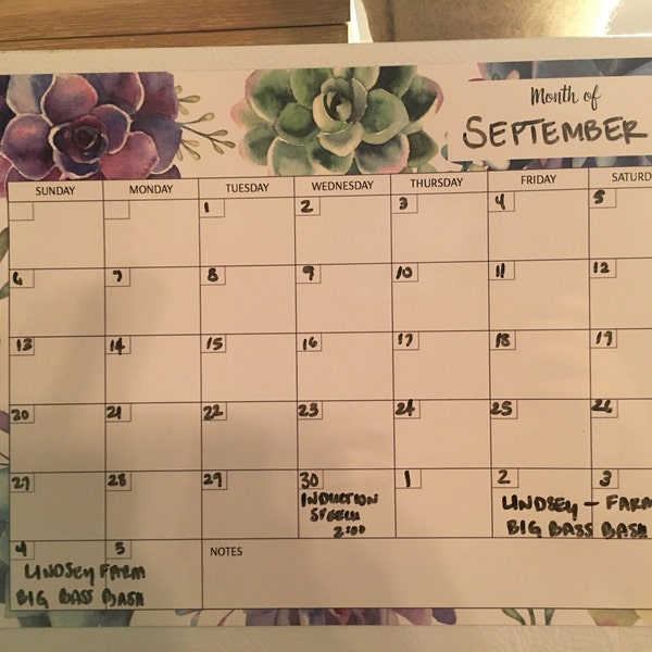 Boho Dry Erase Monthly, Perpetual Calendar, Dry Erase Planner ...