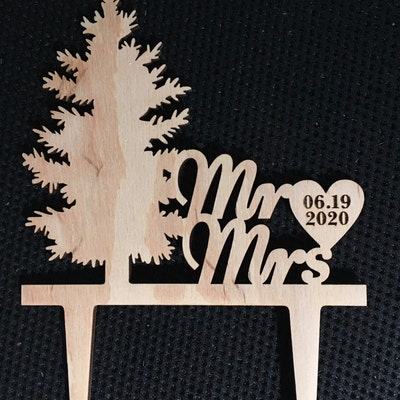 Pine Tree Forest Cake Topper Date,tree Wedding Cake Topper,pine Tree ...