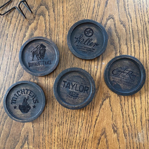 Custom Whiskey Bourbon Wooden Coasters - Free Shipping! Qty 5 Wood ...