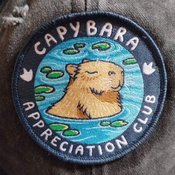 Capybara Appreciation Club Iron on Woven Patch 7cm - Etsy