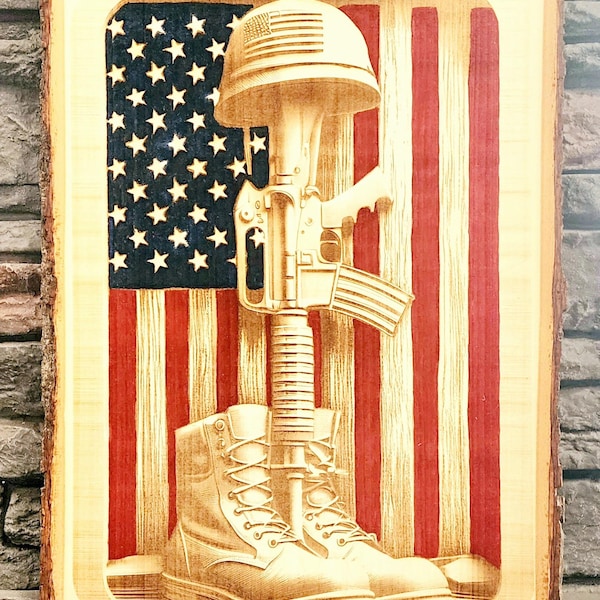 Fallen Soldier Memorial Dog Tag - 3D Laser Illusion Patriotic Engraving ...