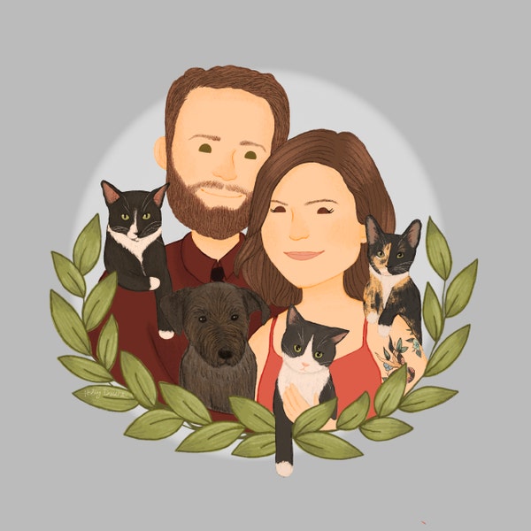 Cute Family Portrait, Custom Portrait for Families, Family Illustration ...
