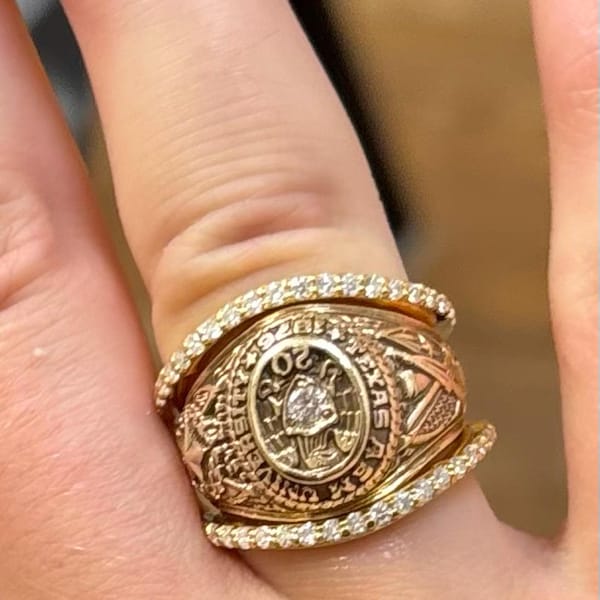 Enhancer Ring, Aggie Ring, 14K Solid Yellow Gold Ring, Enhancer Wrap ...