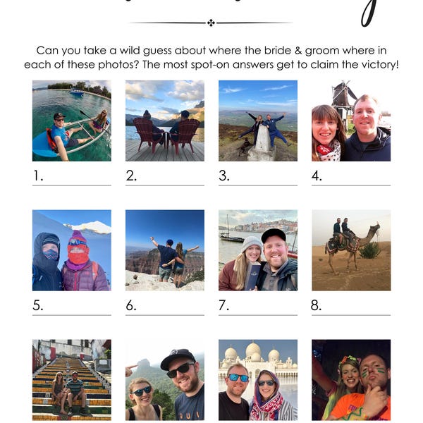 Custom Photo Guessing Game Template, Wedding Fun Games, Where Were They ...