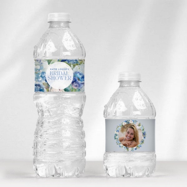 Party Favor Water Bottle Labels Large and Small Mockup | Add Your Own ...