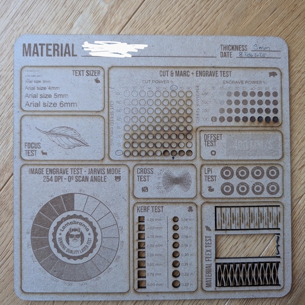 Laser Test Files | Material Test Card Lightburn | Cut & Engrave Test ...