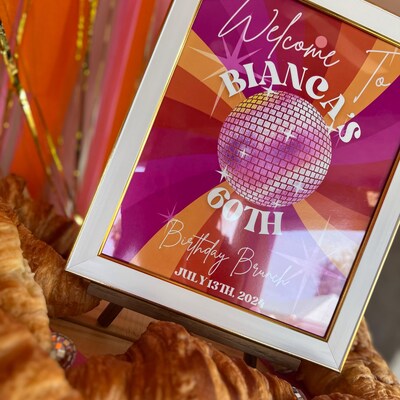 Disco Graduation Party Welcome Sign Template for Retro & Groovy 70s ...