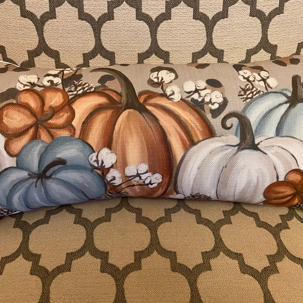 Fall Pumpkins Pillow || Leopard Print & Pumpkins Lumbar Pillow ...
