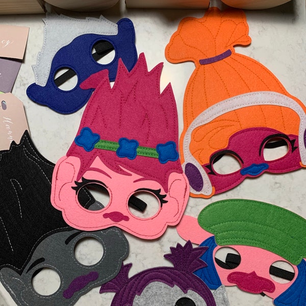 Personalized Trolls Felt Masks Trolls World Tour Birthday Party Favors ...