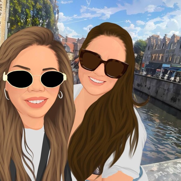 Best Friend Cartoon Portrait, Birthday Gift for Her, Personalized Gift ...