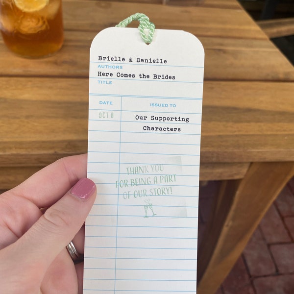 Personalized, Library Check-out Card Wedding Bookmark Favors - Etsy