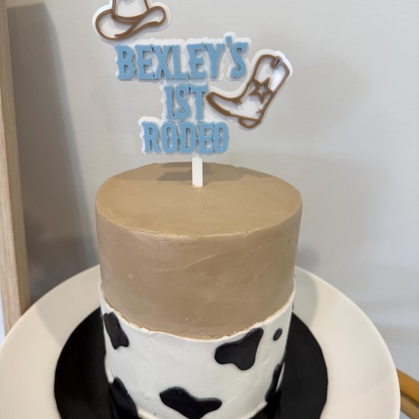 My First Rodeo Cake Topper, Personalised Cowboy Theme, Boys 1st Cake ...