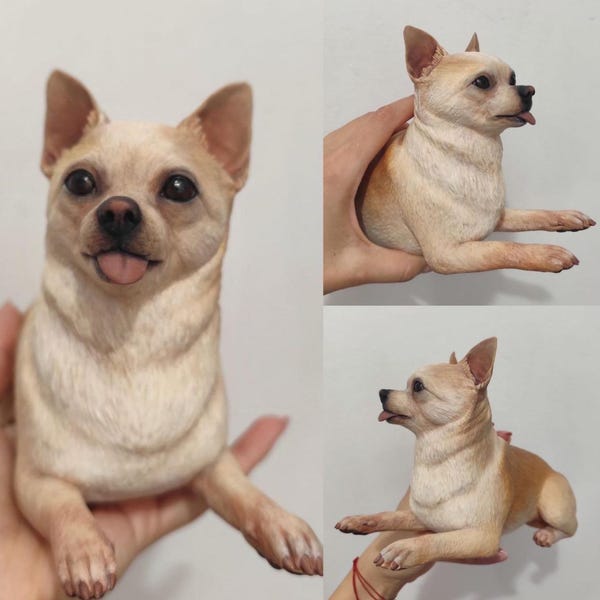 Dog Memorial Handcrafted Sculpture - Custom Pet Loss Dog Grief Figurine ...