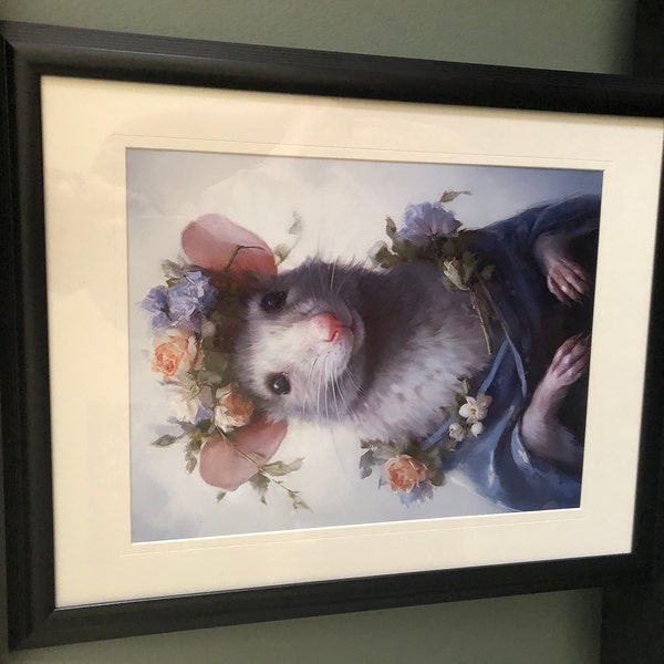 Gothic Rat Art Print: Victorian Mouse With Flower Crown - Etsy