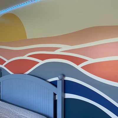 Wave Wall Decal / Wave Wall Mural / Wave Wallpaper / Nautical - Etsy