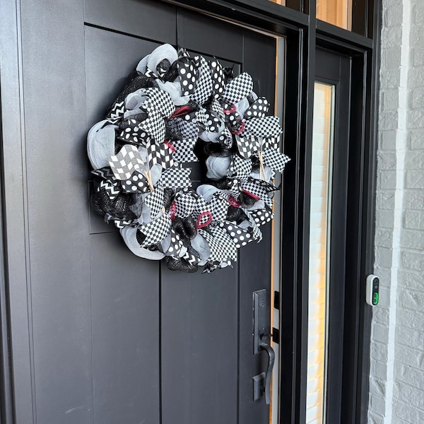 Racing Wreath, Race Car Wreath, Race Wreath, Racing Decor, Race Car ...